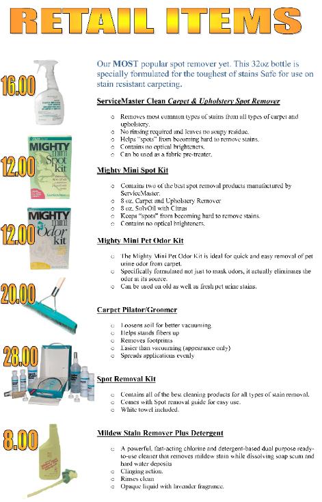 Cleaning price list